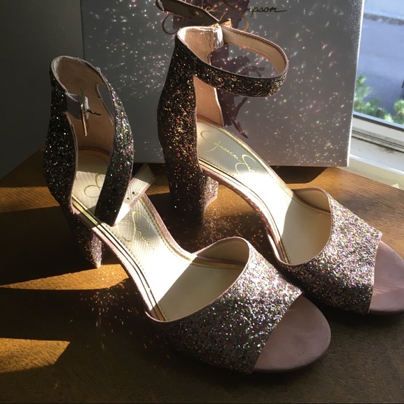 Jessica Simpson | Shoes | Jessica Simpson Pink Sparkly Block Heel ...
